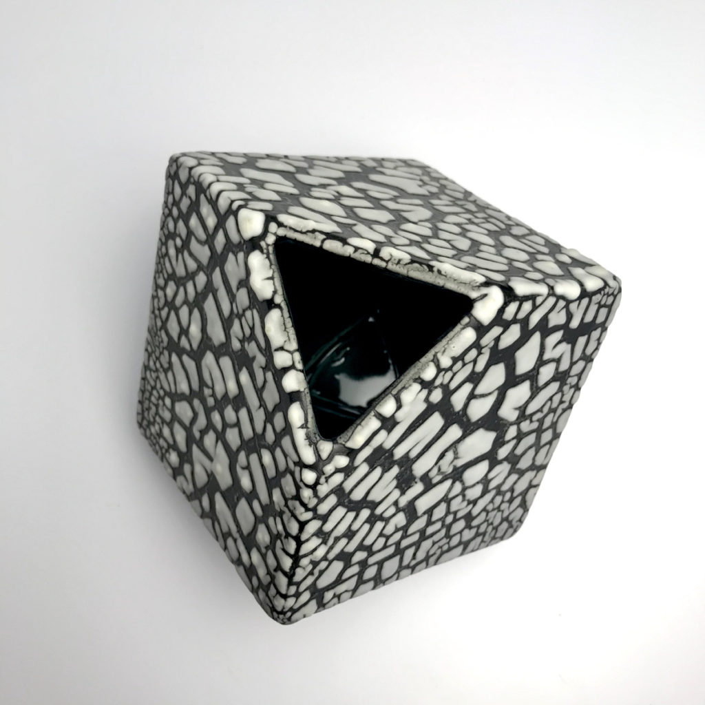 White Crackle Cube Vase Pierre Bounaud Ceramics White Crackle Cube Vase Pierre Bounaud Ceramics